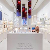 China Professional Perfume Skincare Store Display Furniture Cosmetic Cabinets Stainless Steel Tempered Glass Eco-Friendly Heavy Duty for sale