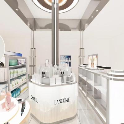 China Creative Perfume and Skincare Store Fixtures with Wooden Cosmetic Shop Display Cabinets for Retail Design for sale