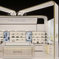 China Modern Luxury Perfume Display Cabinet Glass Showcase for Retail Cosmetic Store for sale