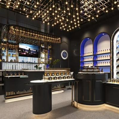 China Modern Cosmetic Shop Furniture Perfume Display Cabinet Glass Showcase for sale