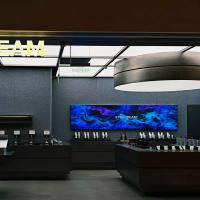 China Custom Made Perfume Store Display Cabinet Glass Showcase Cosmetic Shop for sale