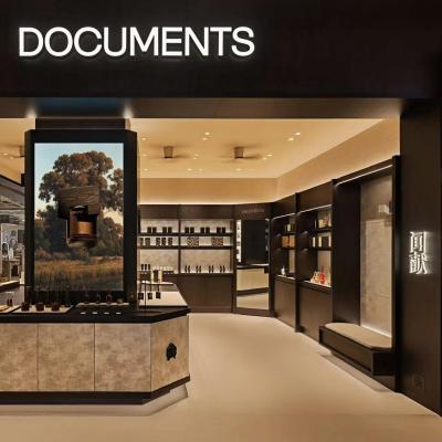 China Bracket Shelf Perfume Showcase Display Custom Shape Modern Perfume Display Cabinet for sale
