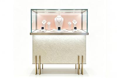 China Illuminated Interior Luxury Jewelry Display Cases Gold Counter Display For Jewelry for sale