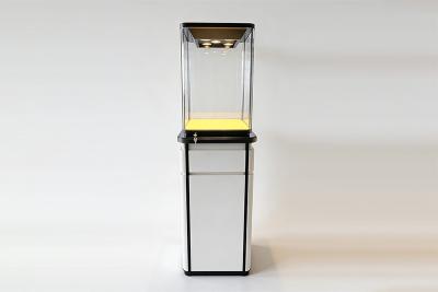 China Freestanding Vertical Jewellery Showcase with Four-Sided High Transparent Tempered Glass and Hidden Storage Cabinet for sale