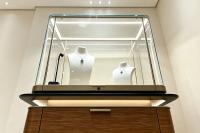 China Full Surround Jewellery Glass Counter LED Strip Tempered Glass Display Cases for sale