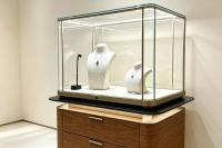 China Full Surround Jewellery Glass Counter LED Strip Tempered Glass Display Cases for sale