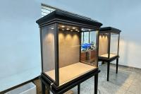 China Classic Jewelry Display Cabinet with Tempered Glass LED Spotlights and Flannel Lined Interior for Luxury Boutiques for sale