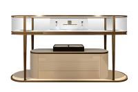 China Oval Gold Glass Jewellery Display Cabinet Island 360deg Tabletop Cases Integrated for sale