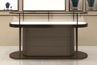 China Oval Gold Glass Jewellery Display Cabinet Island 360deg Tabletop Cases Integrated for sale