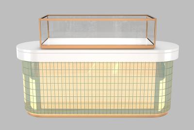 China Freestanding Counter Top Jewelry Display Pastel Grid Glass Ambient Light Rounded for sale