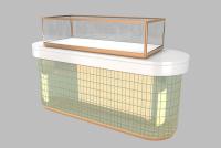 China Freestanding Counter Top Jewelry Display Pastel Grid Glass Ambient Light Rounded for sale