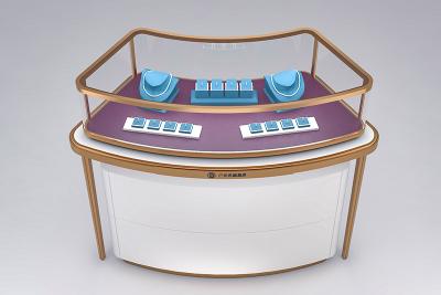 China Wavy Curved Jewelry Showcase Display Rose Gold Jewellery Display Cabinet for sale