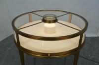 China Round Pull Out Jewelry Counter Side Door Portable Jewelry Display 360 Deg Transparent for sale