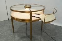 China Round Pull Out Jewelry Counter Side Door Portable Jewelry Display 360 Deg Transparent for sale