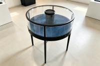 China Matte Black Counter Jewellery Blue Ambient Light Black Jewelry Display Stands for sale