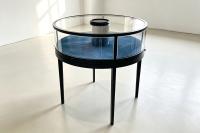 China Matte Black Counter Jewellery Blue Ambient Light Black Jewelry Display Stands for sale