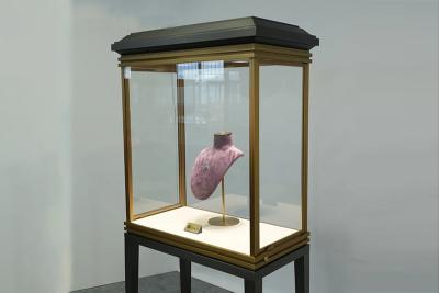 China Tall Jewelry Showcase Cabinet Two Tone Custom Jewelry Showcases Gold Black for sale