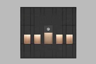 China Matte Black Wall Display Cases Modular Logo Customized Watch Recessed Backlit Niches for sale