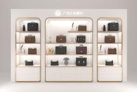 China Three Unit Arched Wall Display Cases Gold Frame Handbag Wall Mounted Showcase Cabinet for sale