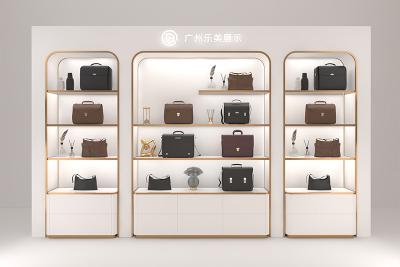 China Three Unit Arched Wall Display Cases Gold Frame Handbag Wall Mounted Showcase Cabinet for sale