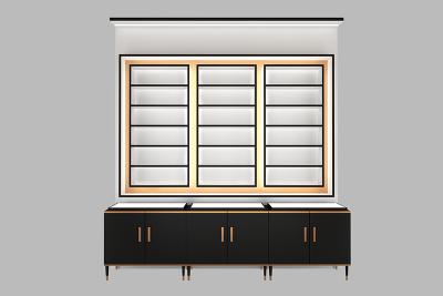 China Built In Retail Wall Display Cases Backlight Full Wall Glass Display Dual Layer for sale