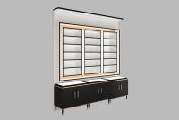 China Built In Retail Wall Display Cases Backlight Full Wall Glass Display Dual Layer for sale