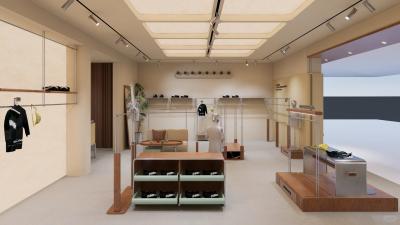 China Mocha Wood Neutral Tone Baby Clothing Store Interior Design with Modular Detachable Structure and Safe Rounded Edge for sale