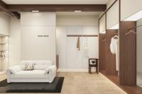 China Dark Walnut Wabi Women Clothing Store Interior Design | Minimal Neutral Ladies Wear Full Shop Layout for sale