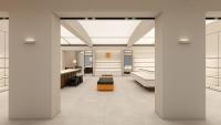 China ream Arch Minimal Women Clothing Store Interior Design | Warm Neutral Ladies Garment Full Shop Layout for sale