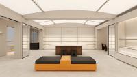 China ream Arch Minimal Women Clothing Store Interior Design | Warm Neutral Ladies Garment Full Shop Layout for sale