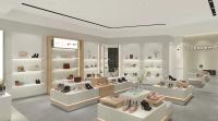 China Bright Light Oak Minimal Daily Ladies Fashion Shoe Shop Layout Design for sale