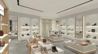 China Bright Light Oak Minimal Daily Ladies Fashion Shoe Shop Layout Design for sale