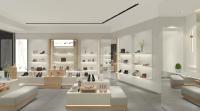 China Bright Light Oak Minimal Daily Ladies Fashion Shoe Shop Layout Design for sale