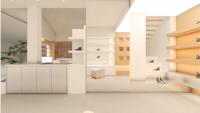 China Warm Pure White Minimal Daily Sneaker Boutique Layout Design for sale