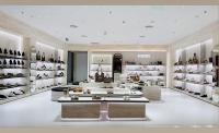 China Light Neutral Matte Luxury Women Leather Shoe & Handbag Store Interior Design | Ladies Leather Goods Boutique Full Shop Layout for sale