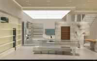 China Warm Neutral Natural Texture Ladies Shoe Shop Design | Minimal Footwear Store Layout for sale