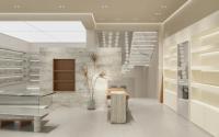 China Warm Neutral Natural Texture Ladies Shoe Shop Design | Minimal Footwear Store Layout for sale