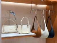 China Light Beige Designer Full Wall Showcase Decorative For Commuter Leather Handbag Store for sale