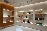 China Light Beige Designer Full Wall Showcase Decorative For Commuter Leather Handbag Store for sale