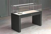 China Matte White Relic Display Case Customized Logo Museum Glass Display Box for sale