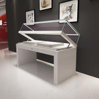 China Matte White Relic Display Case Customized Logo Museum Glass Display Box for sale