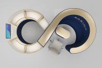 China Custom Secure Jewelry Display Cases Infinity Shape LED Light  Jewelry Shop Counter for sale