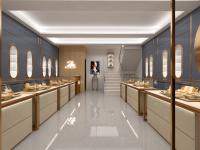 China Custom Modern Jewelry Showroom Wood Grain Interior  Jewelry Store Showcases for sale