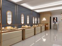 China Custom Modern Jewelry Showroom Wood Grain Interior  Jewelry Store Showcases for sale