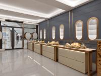China Custom Modern Jewelry Showroom Wood Grain Interior  Jewelry Store Showcases for sale