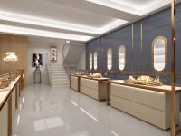 China Custom Modern Jewelry Showroom Wood Grain Interior  Jewelry Store Showcases for sale