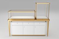 China Custom Modular Jewelry Island Counter, Combined Glass Display Case, Metal Frame, Velvet Liner For Jewelry Boutique for sale