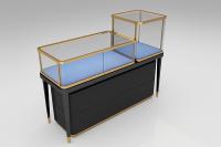 China Custom Modular Jewelry Island Counter, Combined Glass Display Case, Metal Frame, Velvet Liner For Jewelry Boutique for sale