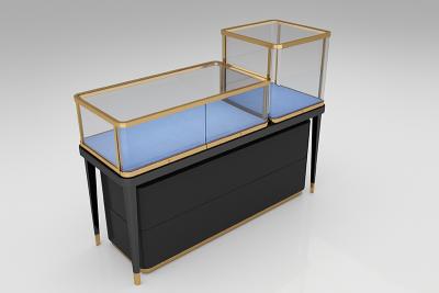 China Custom Modular Jewelry Island Counter, Combined Glass Display Case, Metal Frame, Velvet Liner For Jewelry Boutique for sale