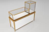 China Custom Modular Jewelry Island Counter, Combined Glass Display Case, Metal Frame, Velvet Liner For Jewelry Boutique for sale
